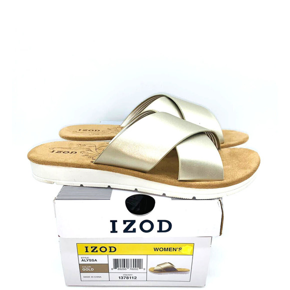 Izod | Shoes | Izod Alyssa Strap Slide Sandals Gold Us | Poshmark